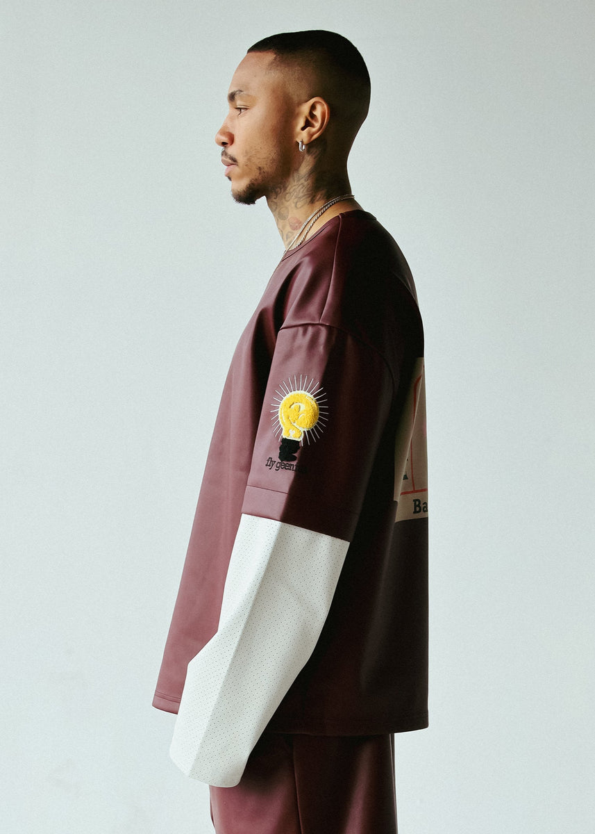 DOUBLE SLEEVE SHIRT | BURGUNDY+WHITE – FLYGEENIUS